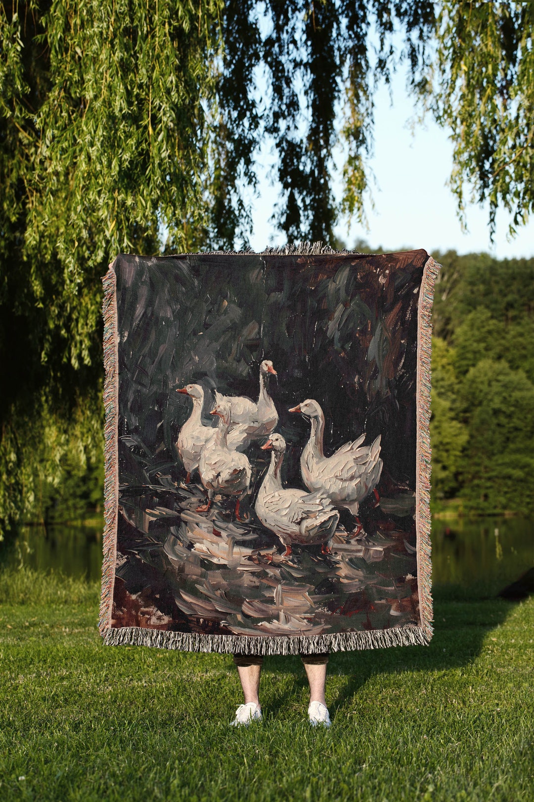 Duck Oil Painting Woven Throw Blanket: Victorian Goth Decor - Etsy