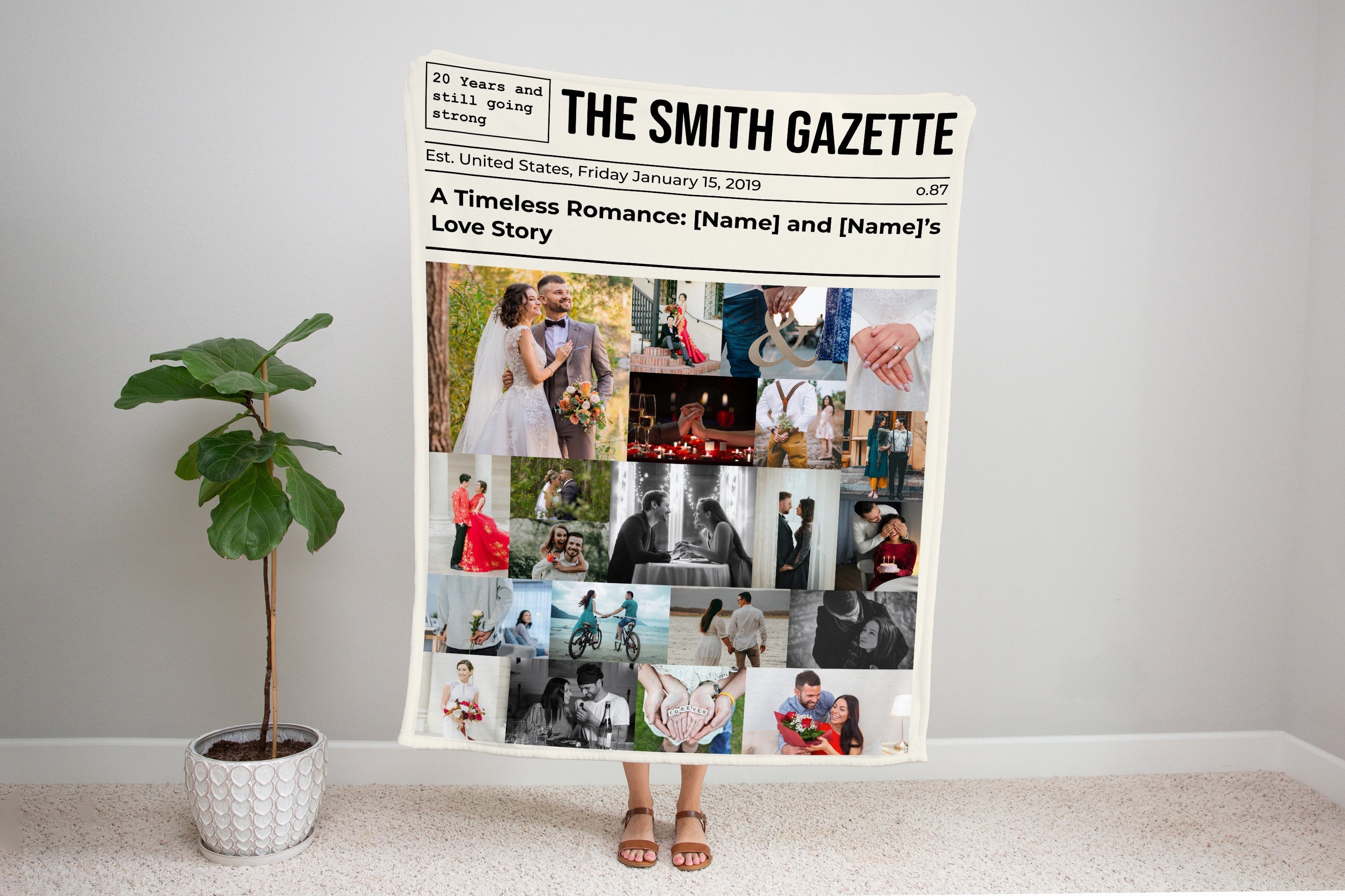 Custom Couples Picture Collage Throw Blanket | Anniversary for Husband ...