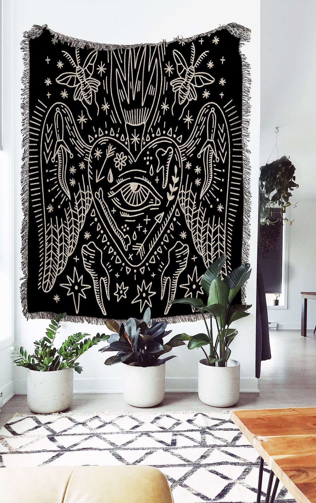 Sacred Heart Woven Throw Blanket: Medieval Occult Woven Tapestry and ...