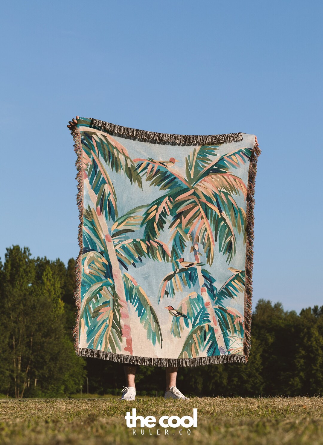 Palm Tree Throw Blanket | Tropical Ocean Landscape Woven Tapestry ...