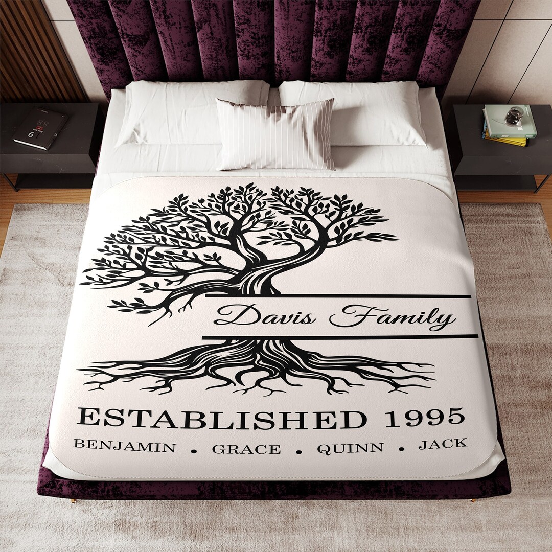 Personalized Family Tree Throw | Custom Monogram Blanket for ...