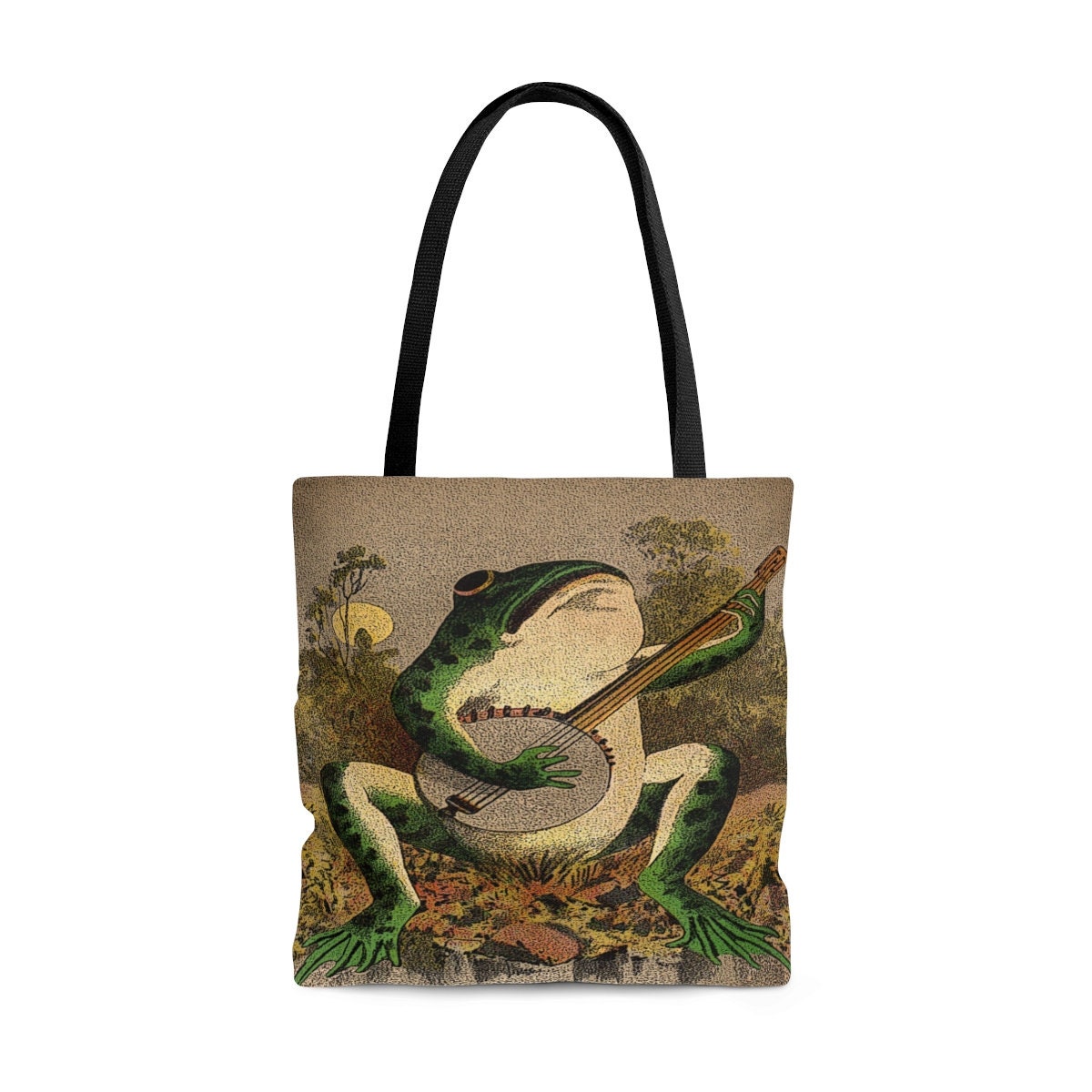 Banjo Frog Tote Bag: Cute Frog and Toad Shoulder Bag and - Etsy