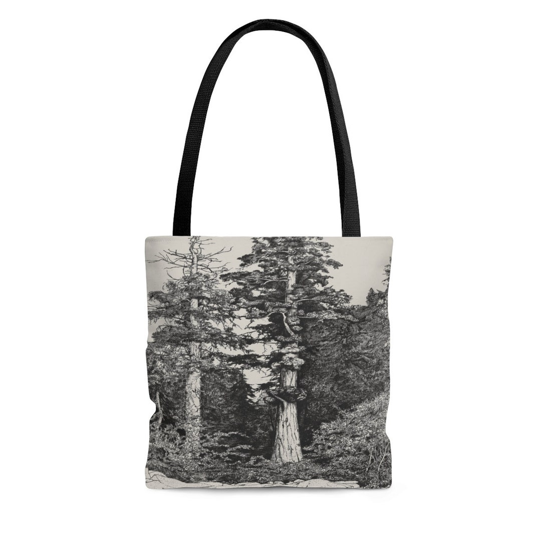 Enchanted Forest Tote Bag: Vintage Tree Sketch Shoulder Bag and Rustic ...