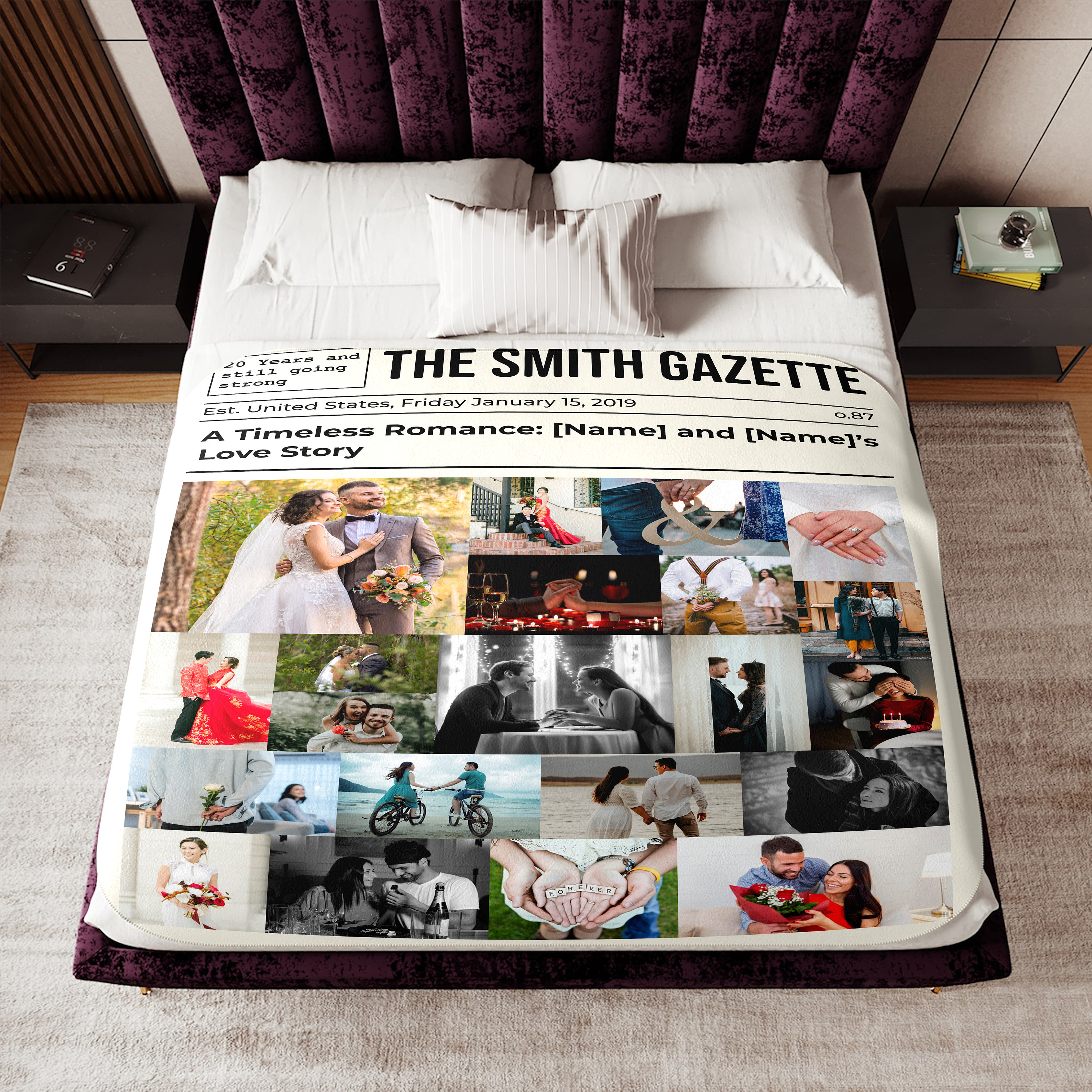 Custom Couples Picture Collage Throw Blanket | Anniversary for Husband ...