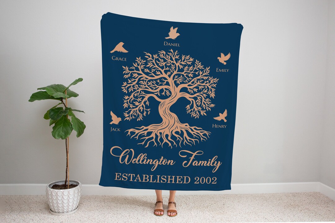 Personalized Family Tree Throw | Custom Monogram Blanket for ...