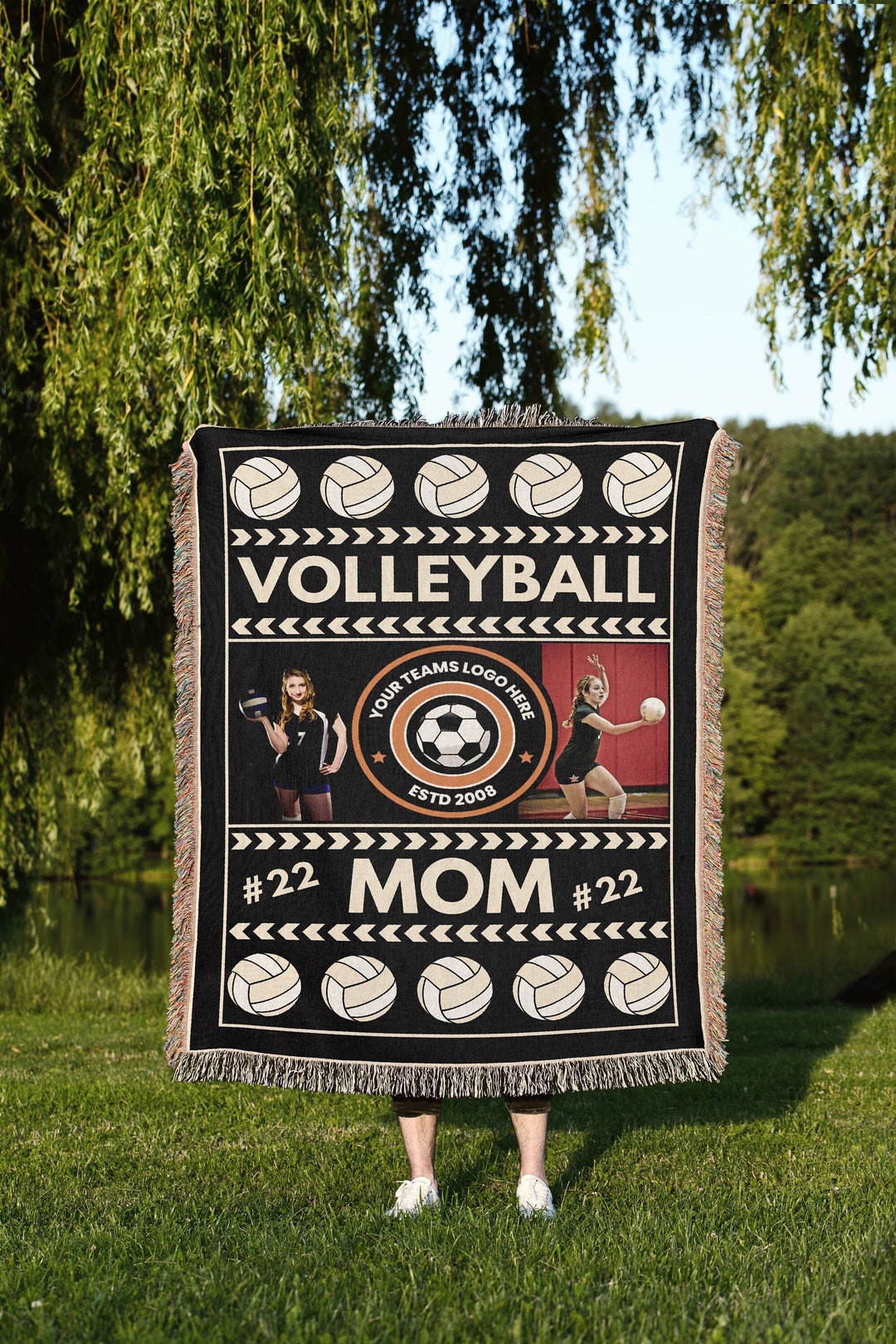 Personalized Volleyball Throw: Custom Volleyball Mon Woven Blanket ...