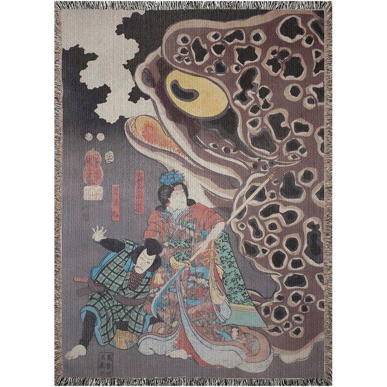 Jiraya Vs Orochimaru Woven Blanket: Japanese Mythology Art Tapestry ...