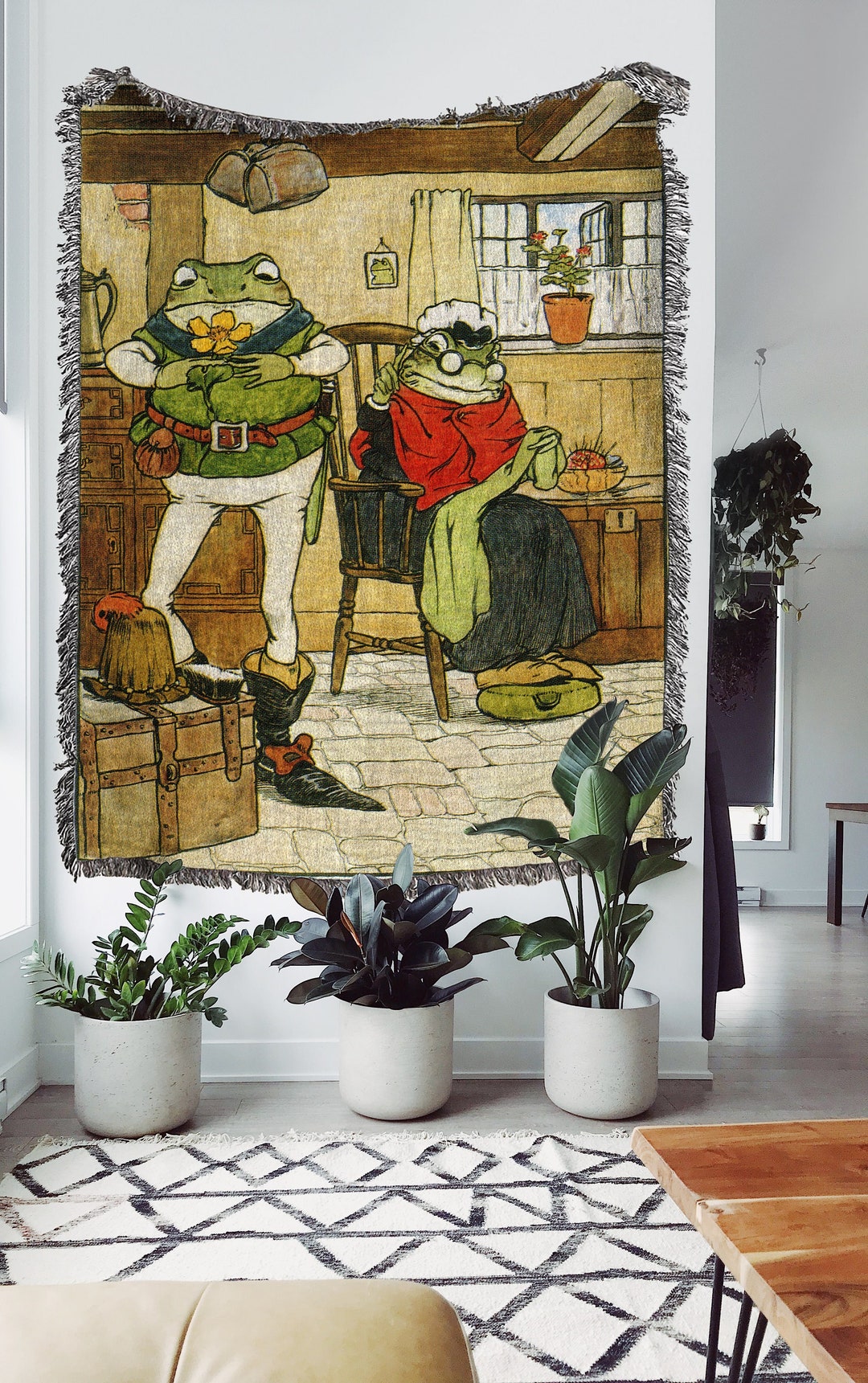 Elderly Frogs Woven Throw Blanket: Vintage Cottagecore Tapestry - Etsy