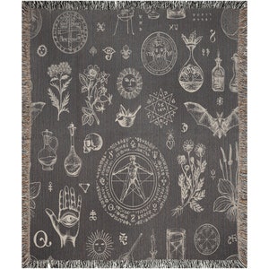 Healing Alchemy Woven Throw Blanket: Woven Tapestry and Cotton ...
