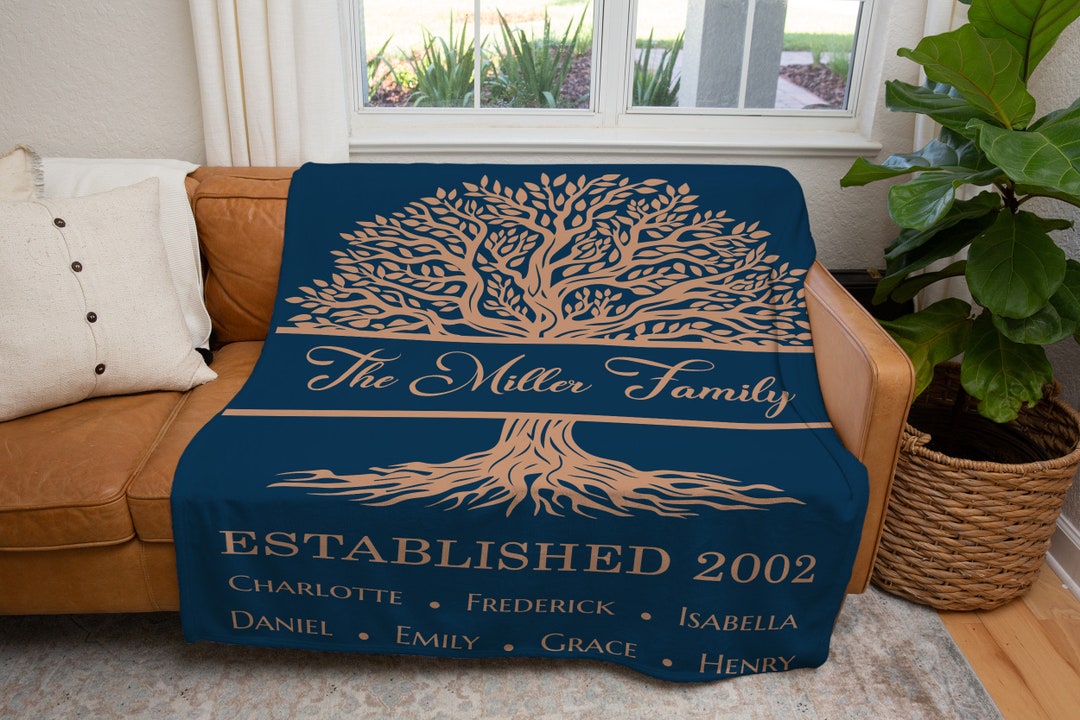Custom Family Tree Throw, Family Name Blanket for Unique Housewarming ...