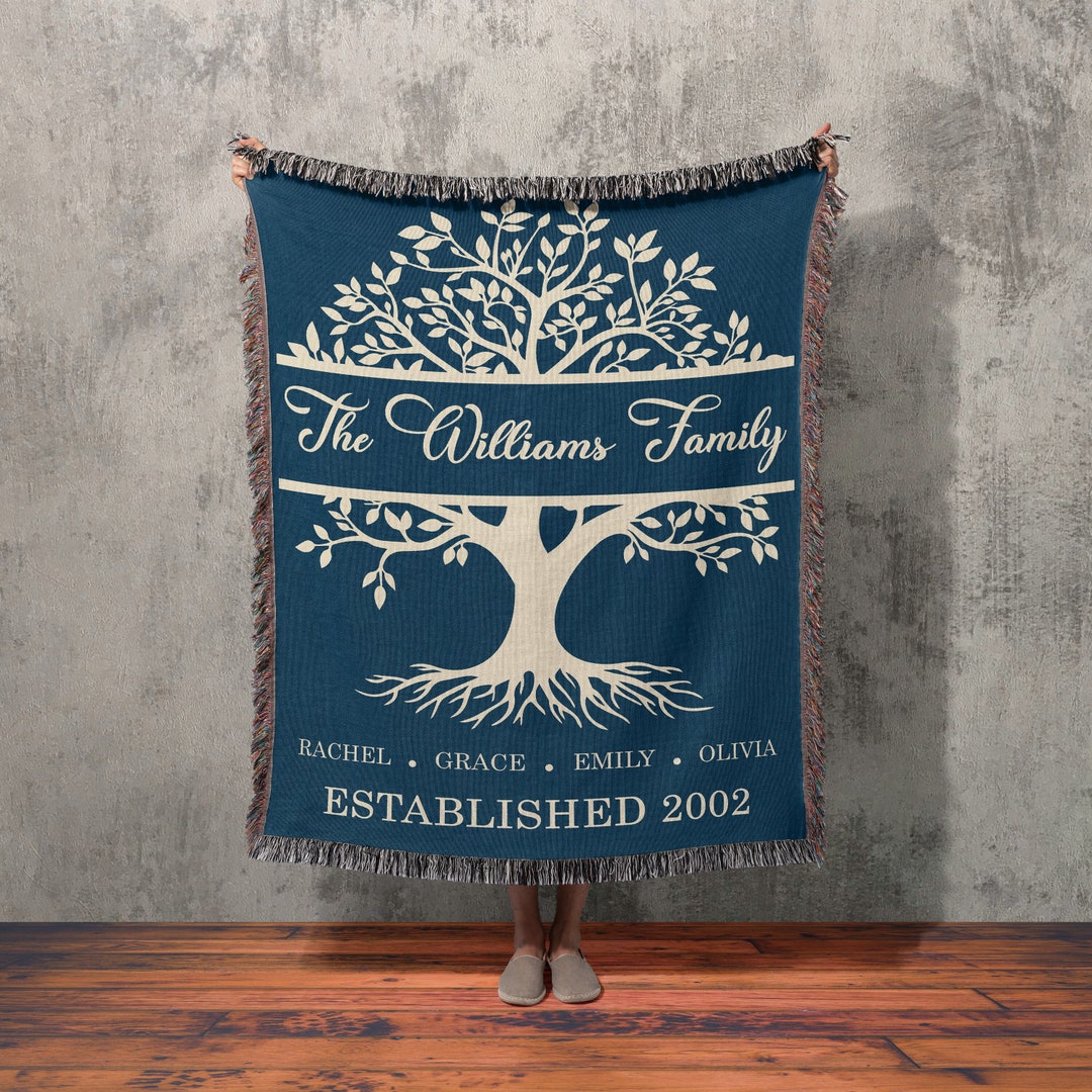 Personalized Family Tree Throw | Custom Monogram Blanket for ...