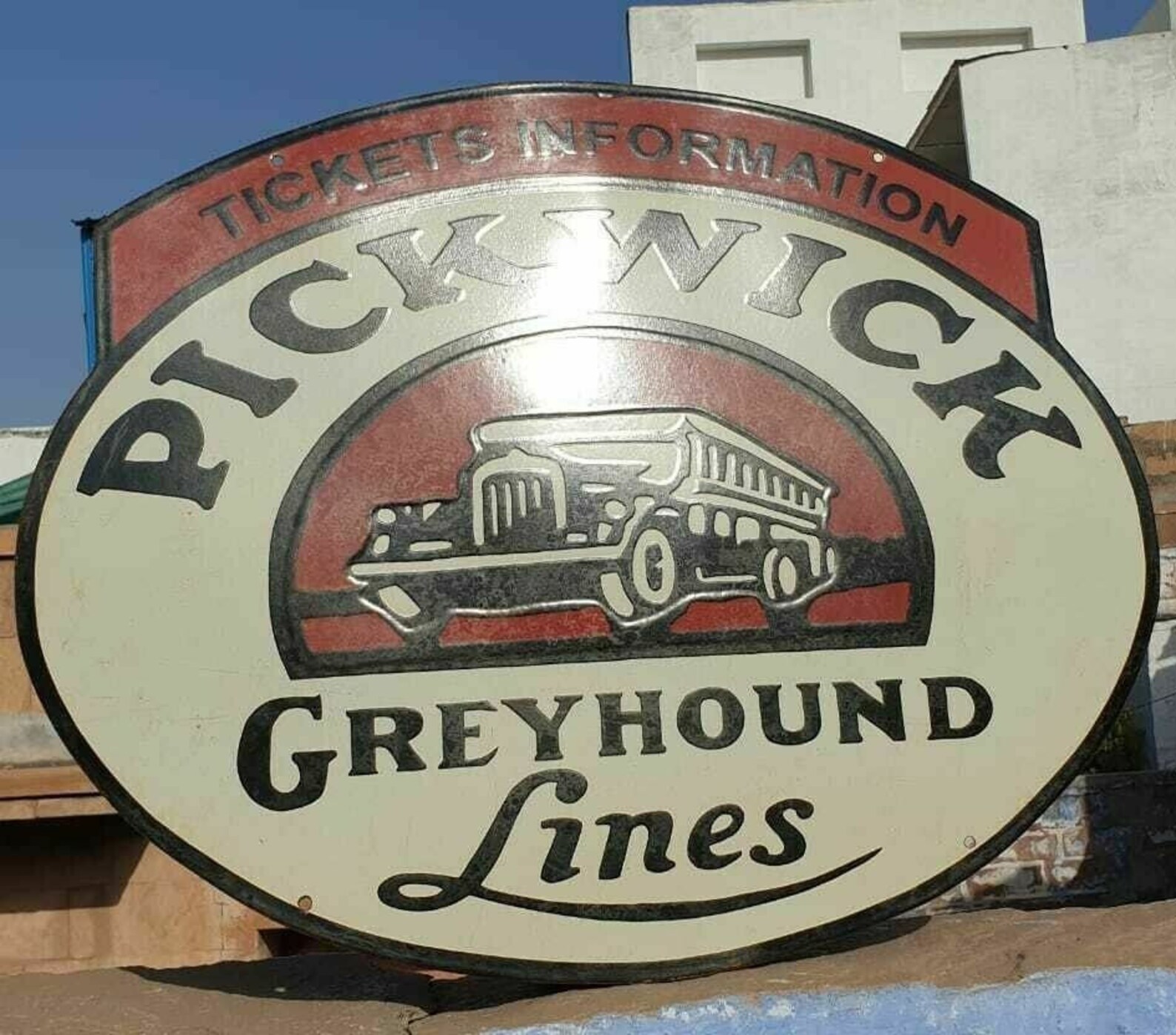 1930's Old Antique Vintage Pickwick Greyhound Lines Porcelain Enamel ...