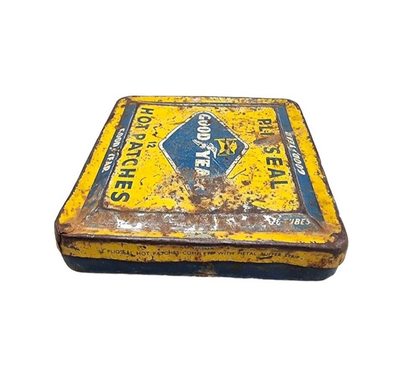 Vintage Old Antique Very Rare Goodyear Type Hot Patches Litho. Tin Box / Sign Board - Etsy