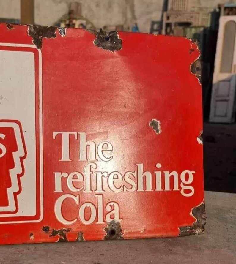 1920's Old Antique Vintage Rare Thums up Ad Porcelain Embossed Enamel ...