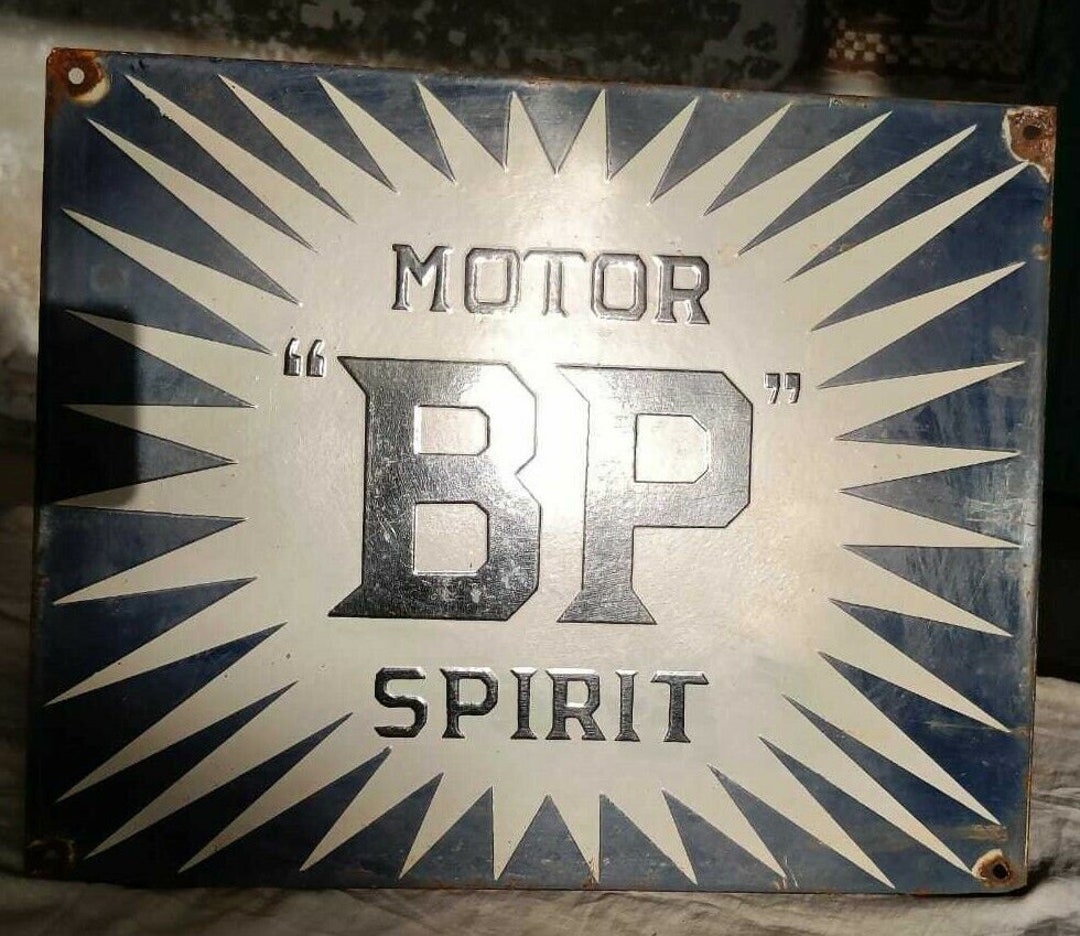 1930's Old Antique Vintage Rare BP Spirit Motor Oil Porcelain Enamel ...