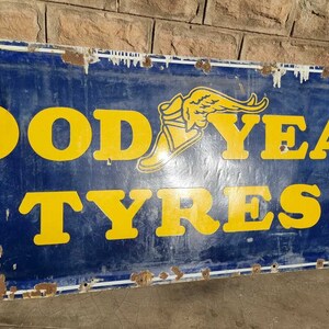 Original 1920's Old Vintage Very Rare Goodyear Tyres Porcelain Enamel ...