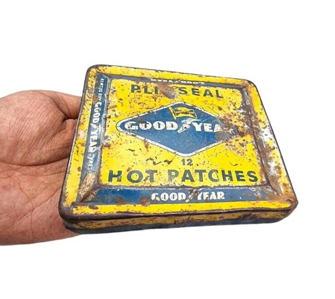 Vintage Old Antique Very Rare Goodyear Type Hot Patches Litho. Tin Box / Sign Board - Etsy
