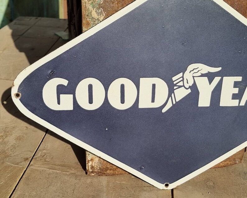 1930's Old Antique Vintage Rare Goodyear Tyres Adv. Enamel Embossed ...