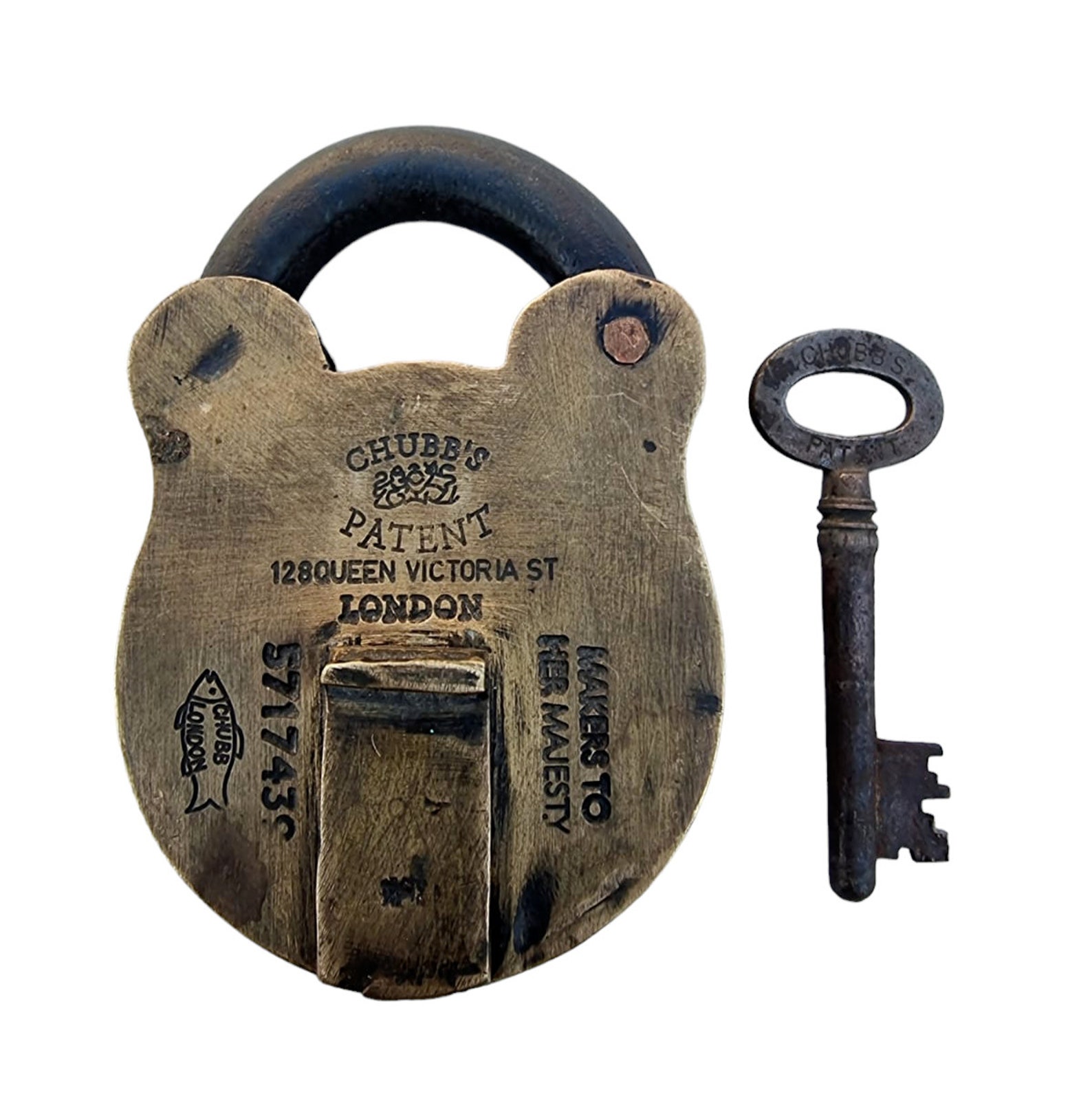 Original Vintage Old Antique Brass Handcrafted Very Rare CHUBB'S Patent ...