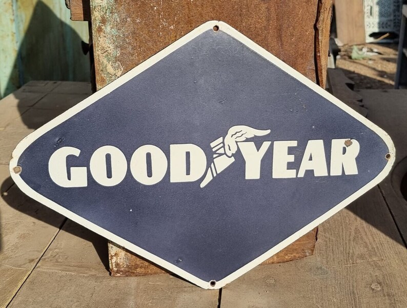 1930's Old Antique Vintage Rare Goodyear Tyres Adv. Enamel Embossed ...