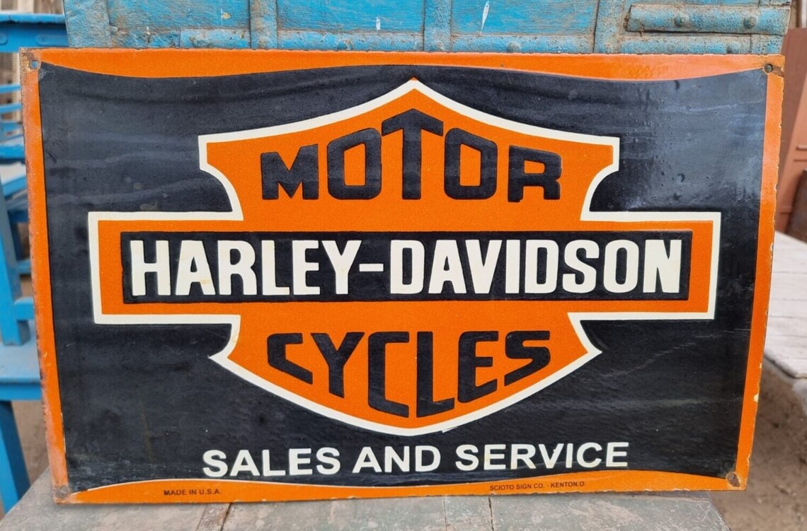 1930's Old Antique Vintage Very Rare Harley Davidson Motor Cycle Adv ...