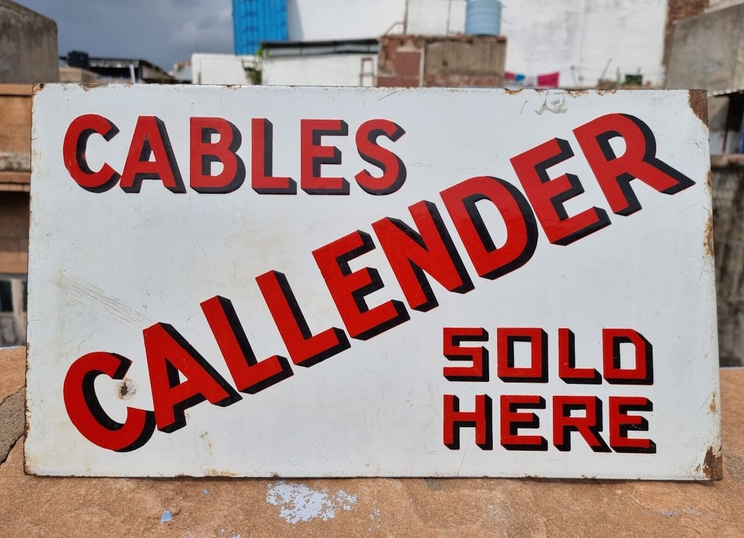 Vintage 1930s Old Antique Very Rare Callender Cables Porcelain Enamel ...