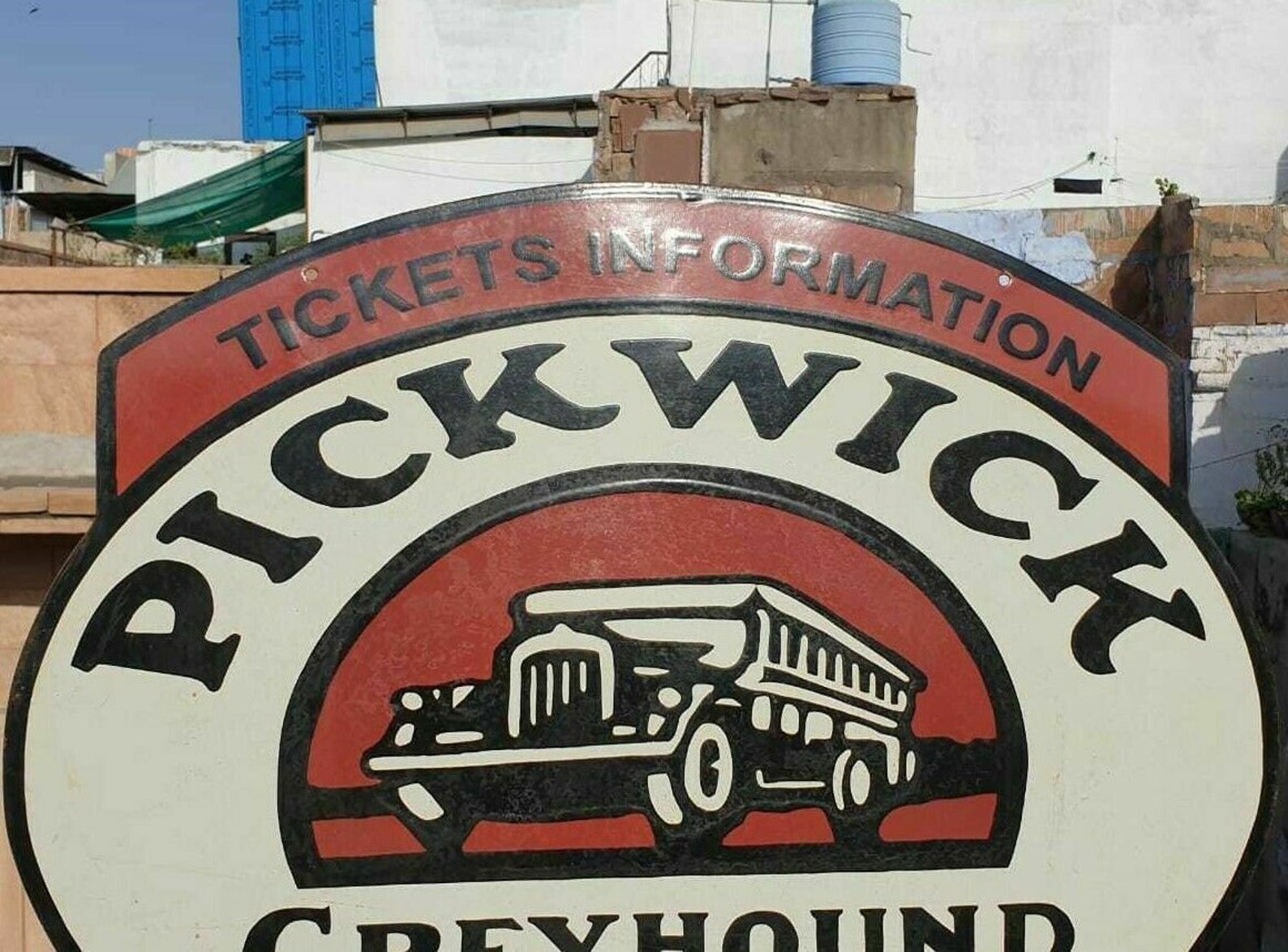 1930's Old Antique Vintage Pickwick Greyhound Lines Porcelain Enamel ...