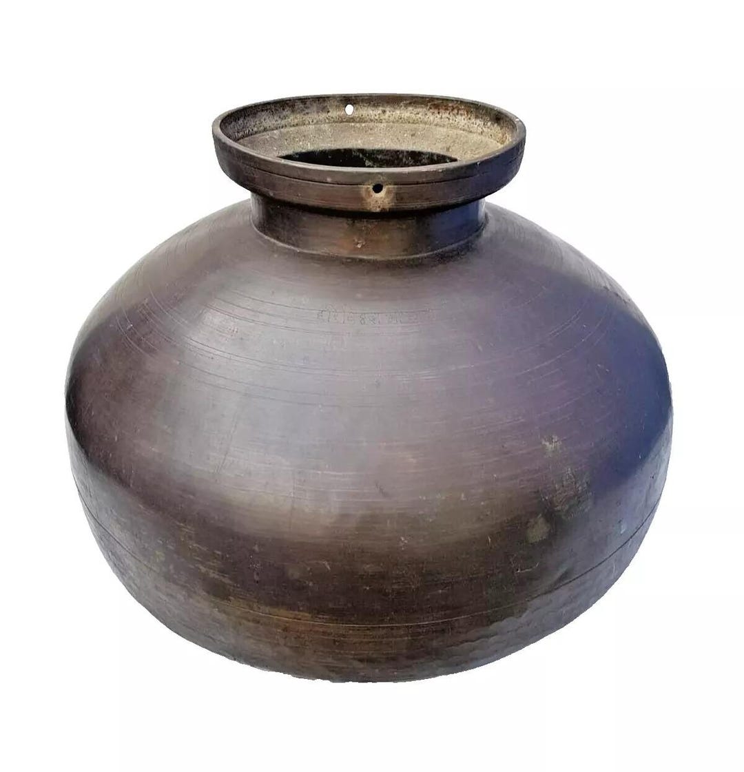 Rare 1800s Old Vintage Antique Brass Handcrafted Big Round Water Pot ...