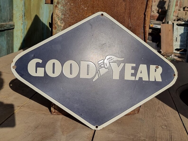 1930's Old Antique Vintage Rare Goodyear Tyres Adv. Enamel Embossed ...
