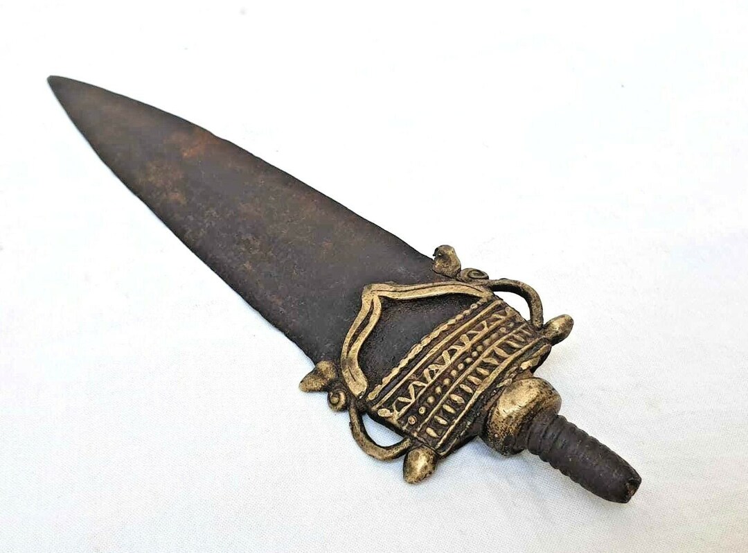 Original 1800's Old Vintage Antique Iron & Brass Fine Hand Forged Very ...