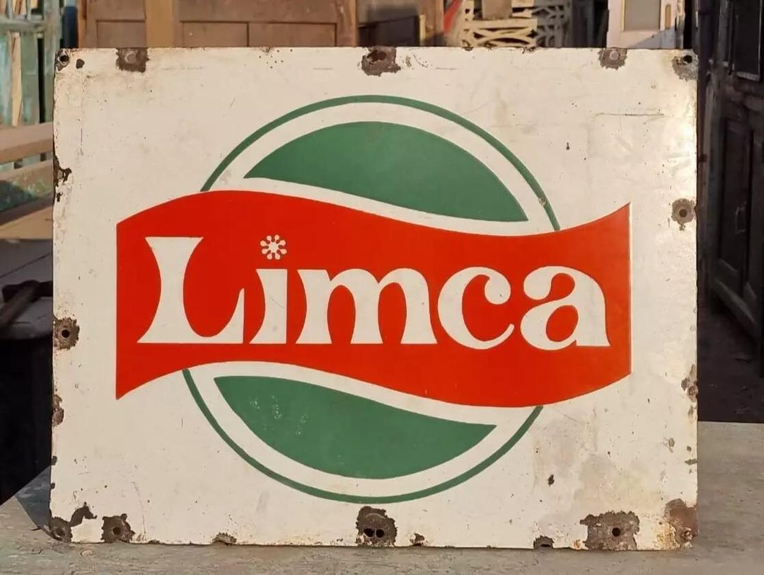 1920's Old Antique Vintage Rare Limca Ad Porcelain Embossed Enamel Sign ...