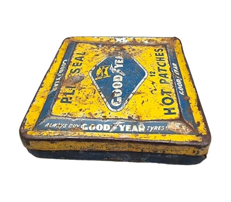 Vintage Old Antique Very Rare Goodyear Type Hot Patches Litho. Tin Box / Sign Board - Etsy