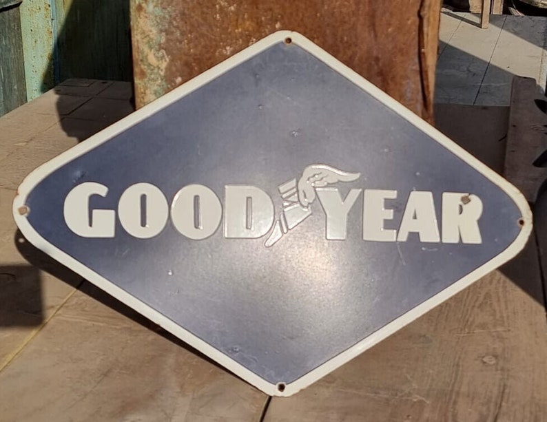 1930's Old Antique Vintage Rare Goodyear Tyres Adv. Enamel Embossed ...