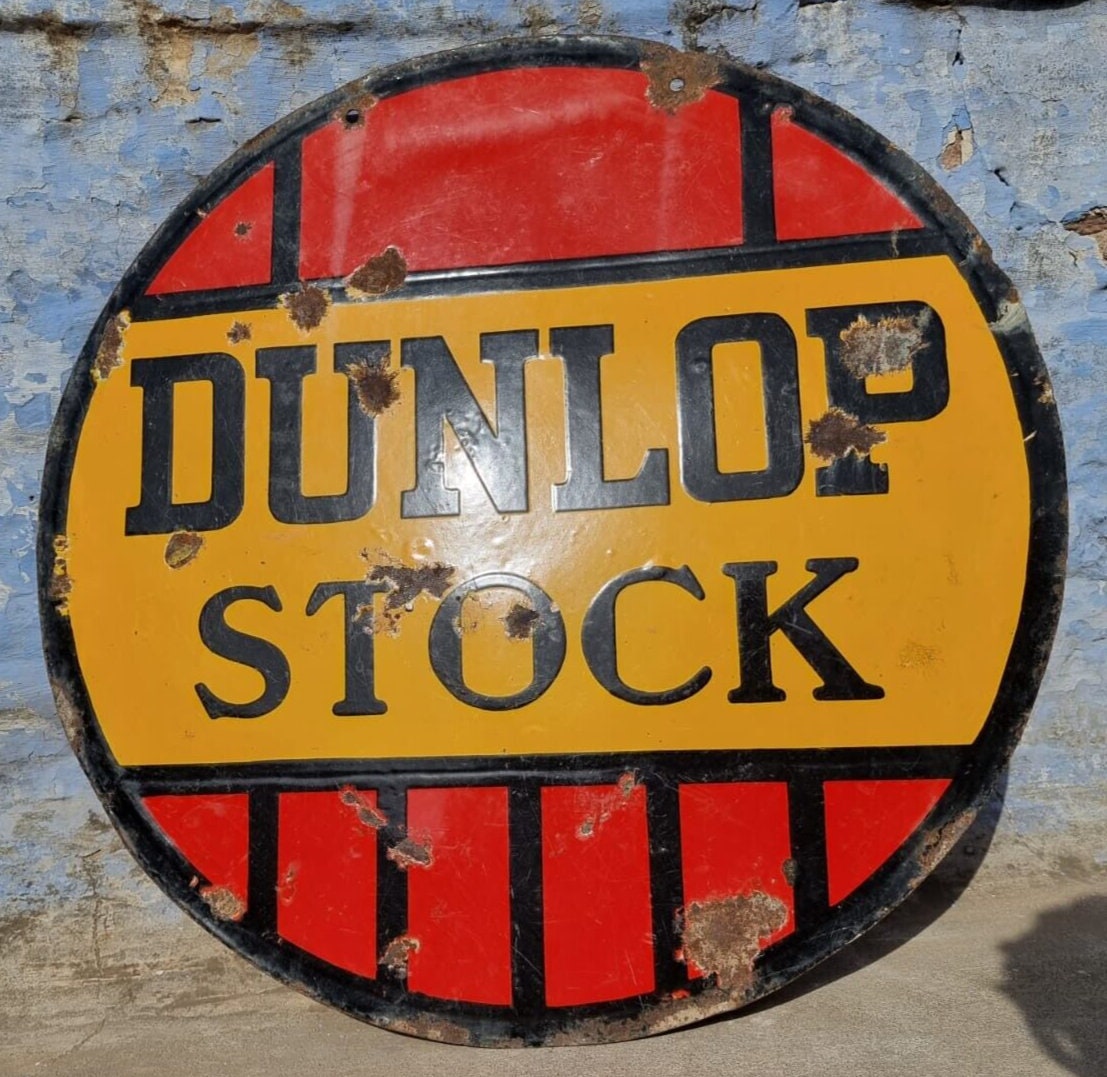 1920's Old Vintage Very Rare Double Sided Dunlop Stock Ad Embossed ...