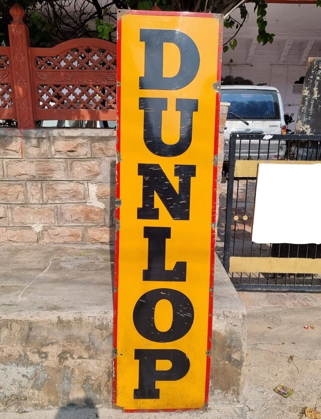 1920's Old Antique Vintage Rare Dunlop Tyres Adv. Embossed Porcelain ...