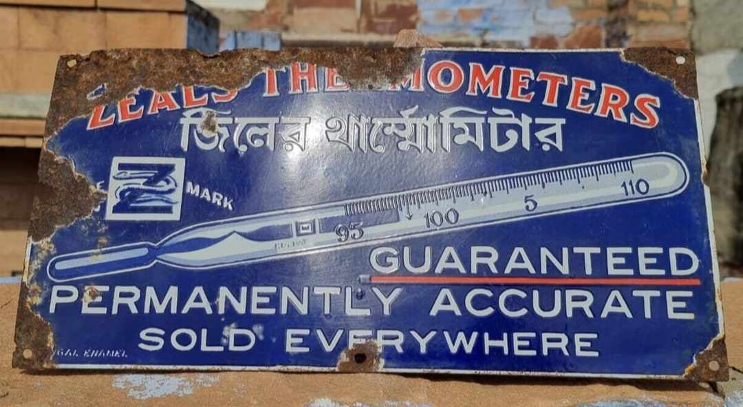 1920's Old Antique Vintage Rare Zeal Thermometer Adv Embossed Porcelain ...