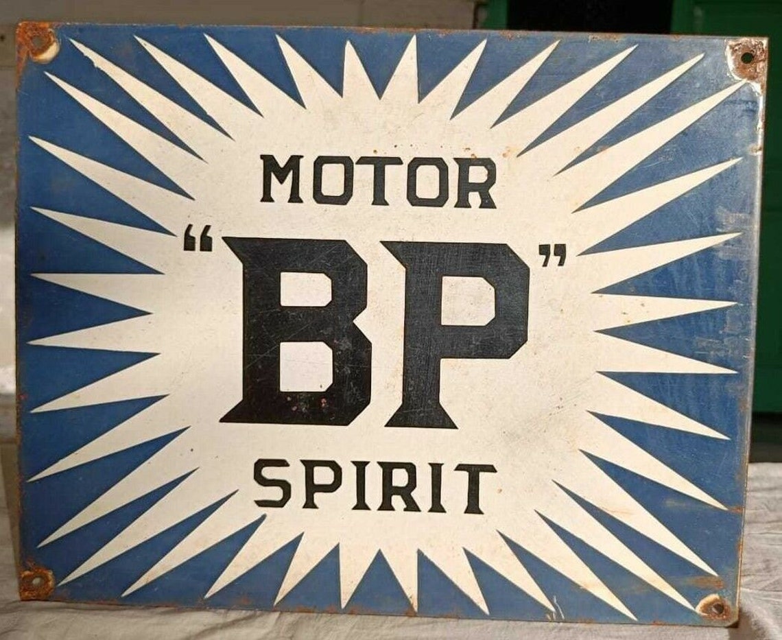 1930's Old Antique Vintage Rare BP Spirit Motor Oil Porcelain Enamel ...