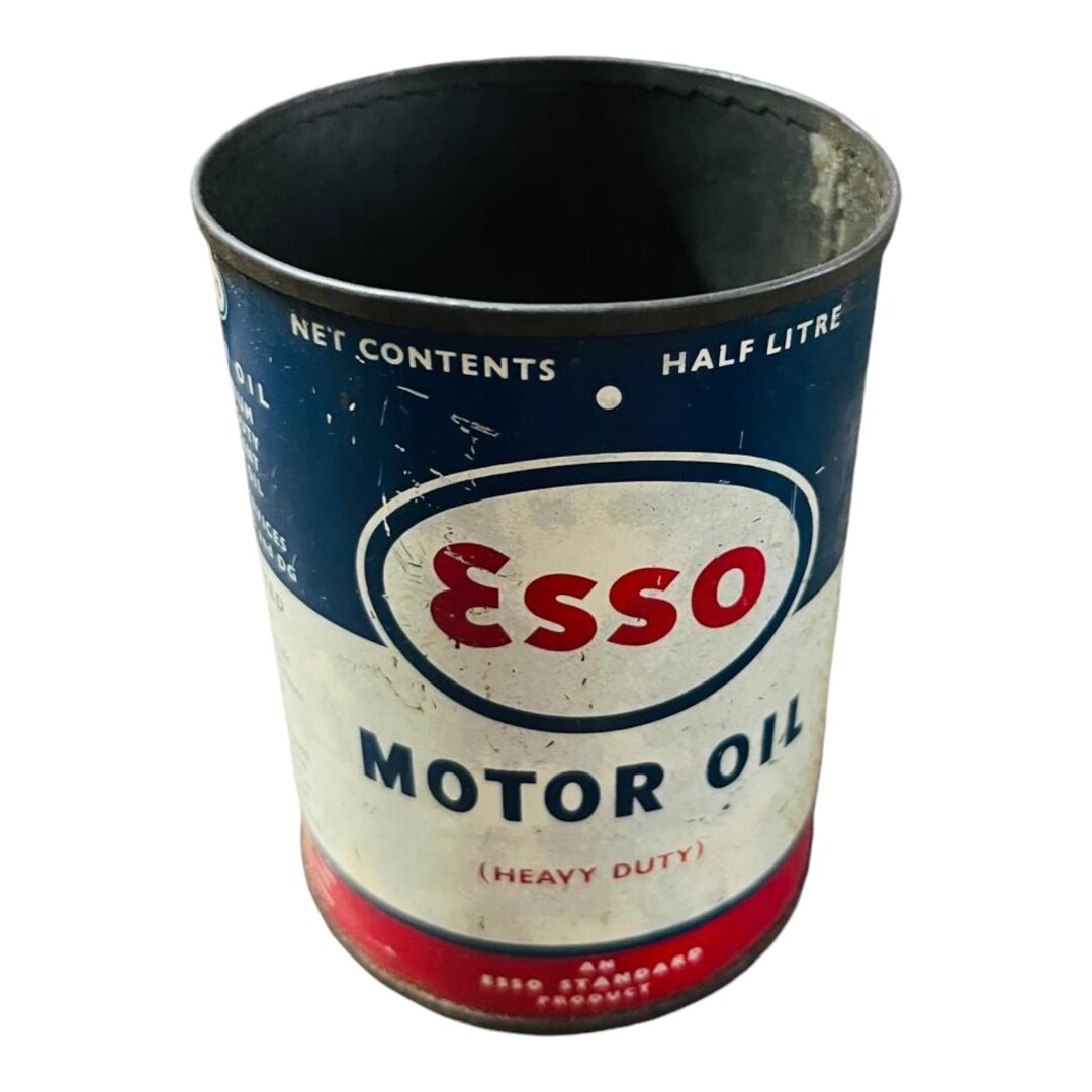 Vintage Old Antique Very Rare Esso Motor Oil Adv Litho. Tin Box ...