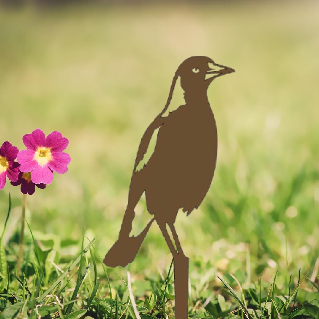 Metal Magpie Stake - Rusty Garden Art- Australian Magpie - Metal Wall ...