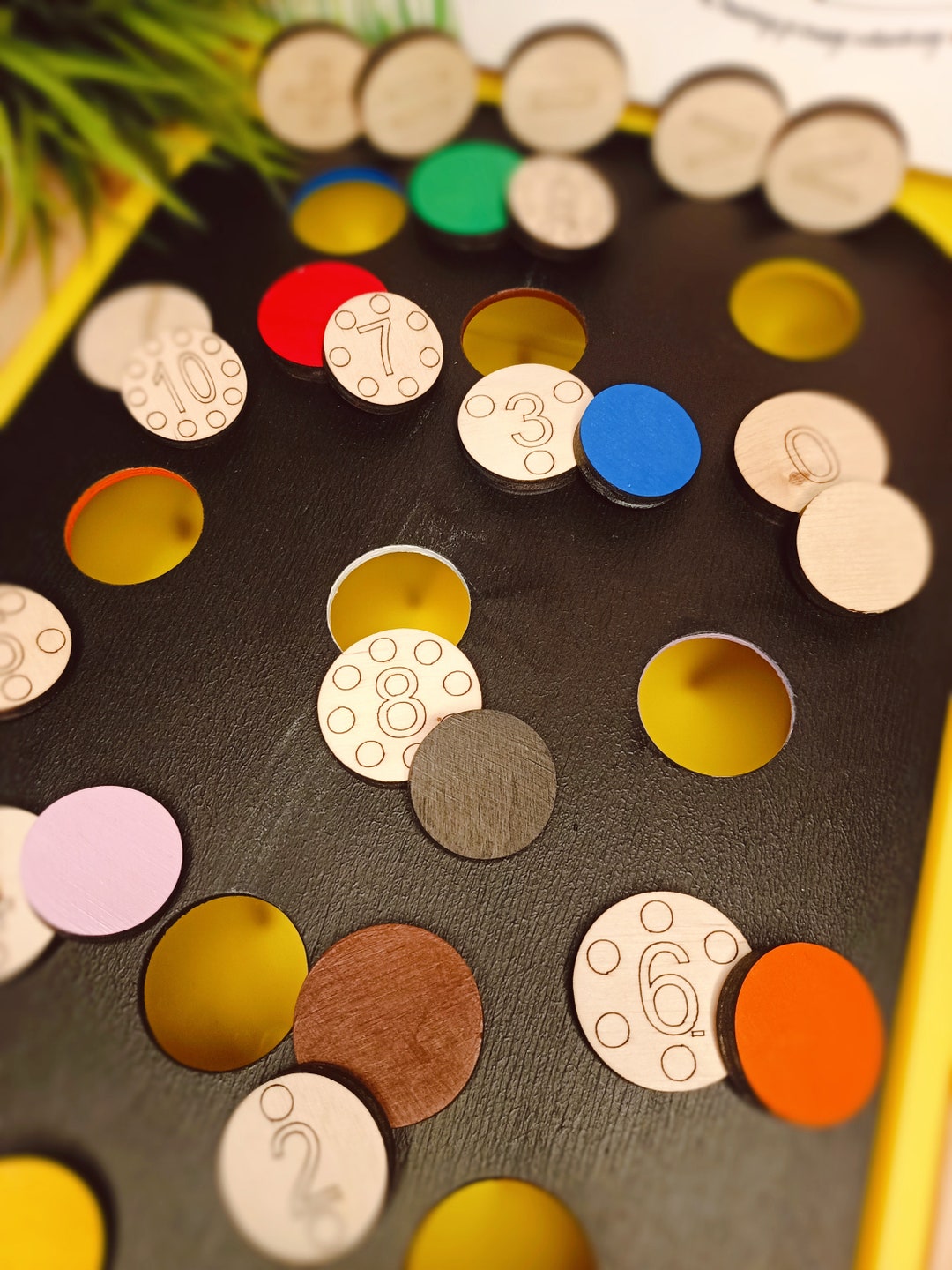 Double-sided Wooden Discs Colours and Numbers, Colour Play, Number ...