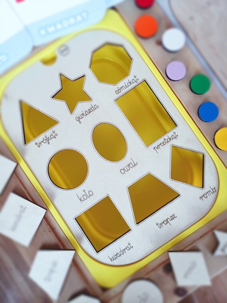 Flisat Shape Sorter Activity Tray, Set With Thick Wooden Shapes, Fits ...