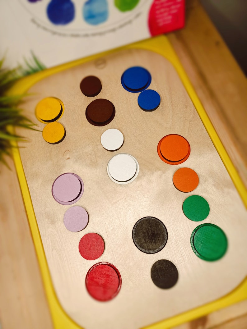 Double-sided Wooden Discs Colours and Numbers, Colour Play, Number ...