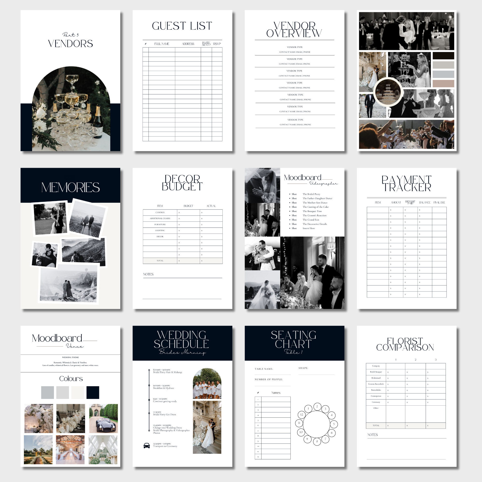 Digital Wedding Planner Template, Printable Instant Download Canva ...