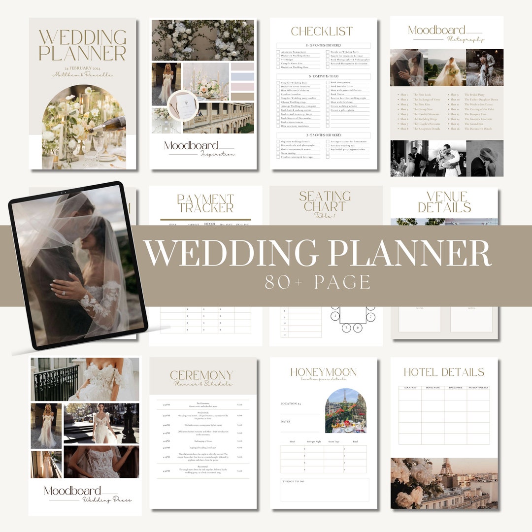 Digital Wedding Planner Template, Printable | Instant Download Canva ...