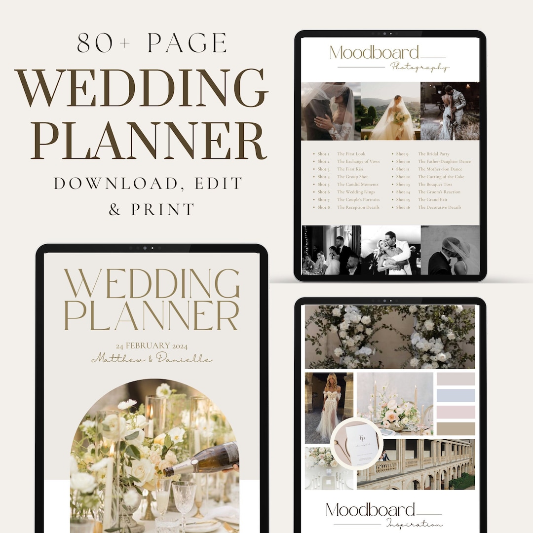 80+ Page Wedding Planner Printable | Instant Download Canva Template ...