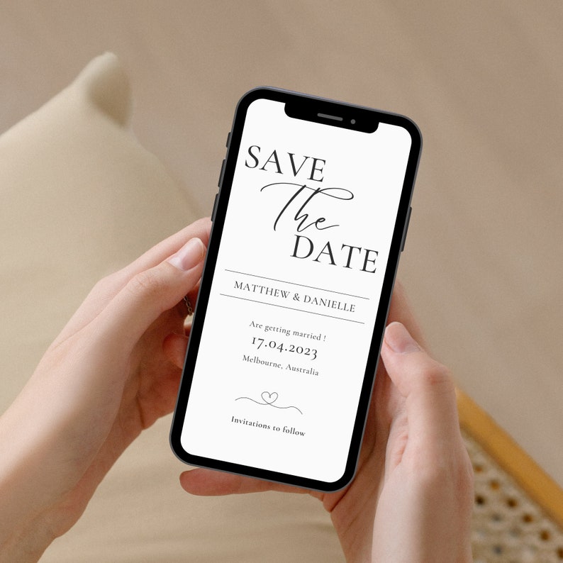 Minimal Save the Date E-invite Template Digital Invite - Etsy