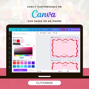 Wavy Placemat Italian. A3 Template, Red and Pink and Customisable ...