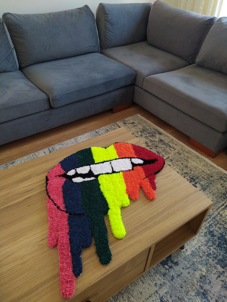 Sexy Colorful Lips Handmade Tufted Rug Pride Home Decor Pride Living ...