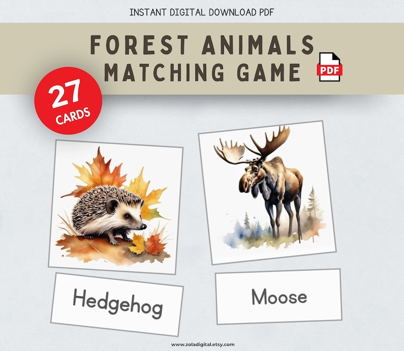 Woodland Animals Printable Flashcards. 27 Forest Animals - Etsy
