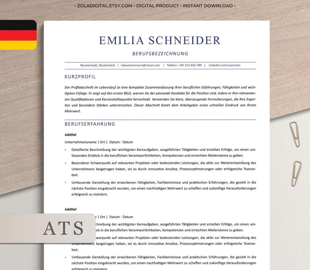 ATS Resume Template and Cover Letter Sample for Word and Pages ...